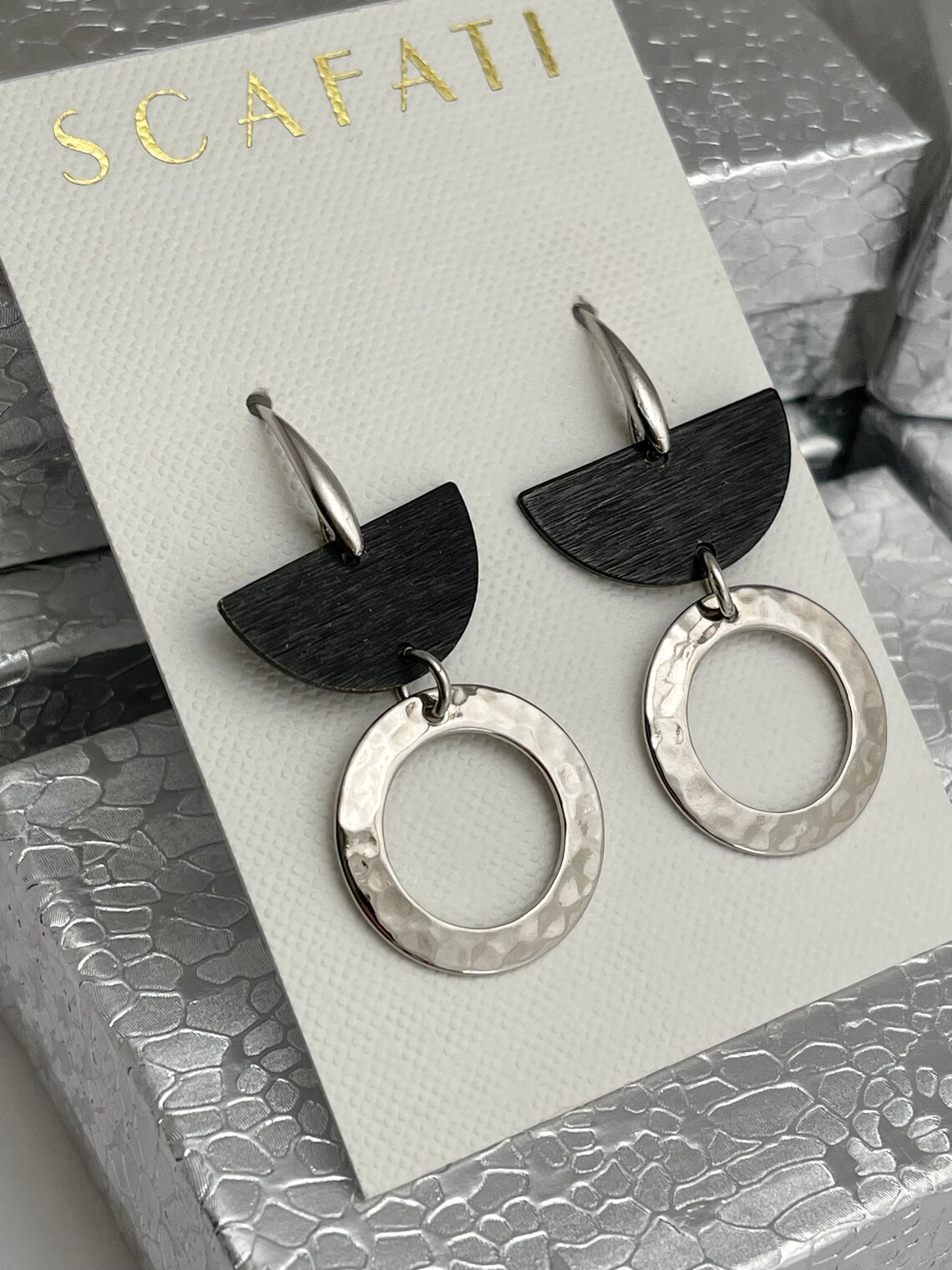 Half Circle Earrings Minimalist Earrings Mixed Metal - Etsy