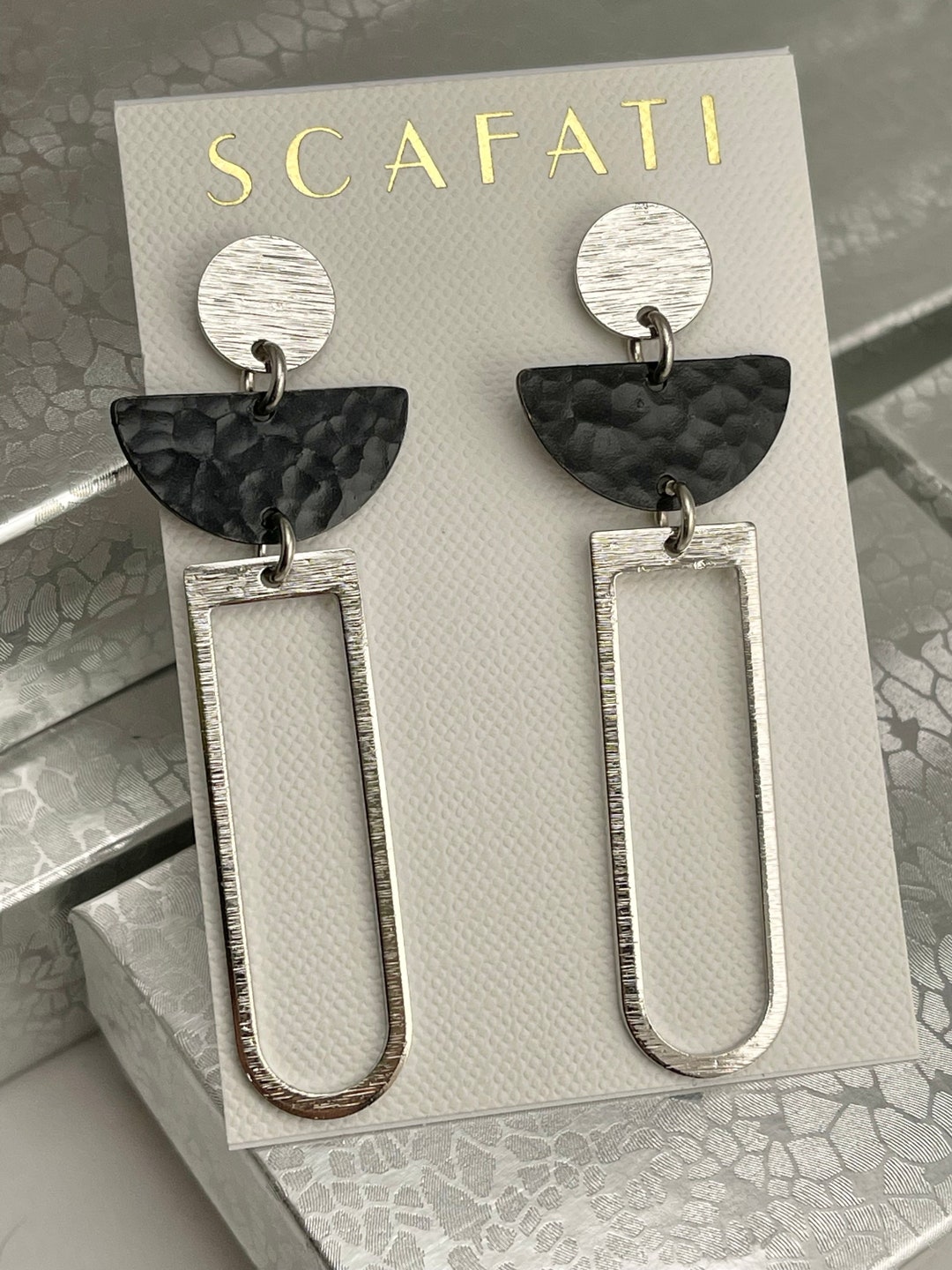 Hoop Earrings, Half Circle Earrings, Geometric Earrings, Minimalist ...