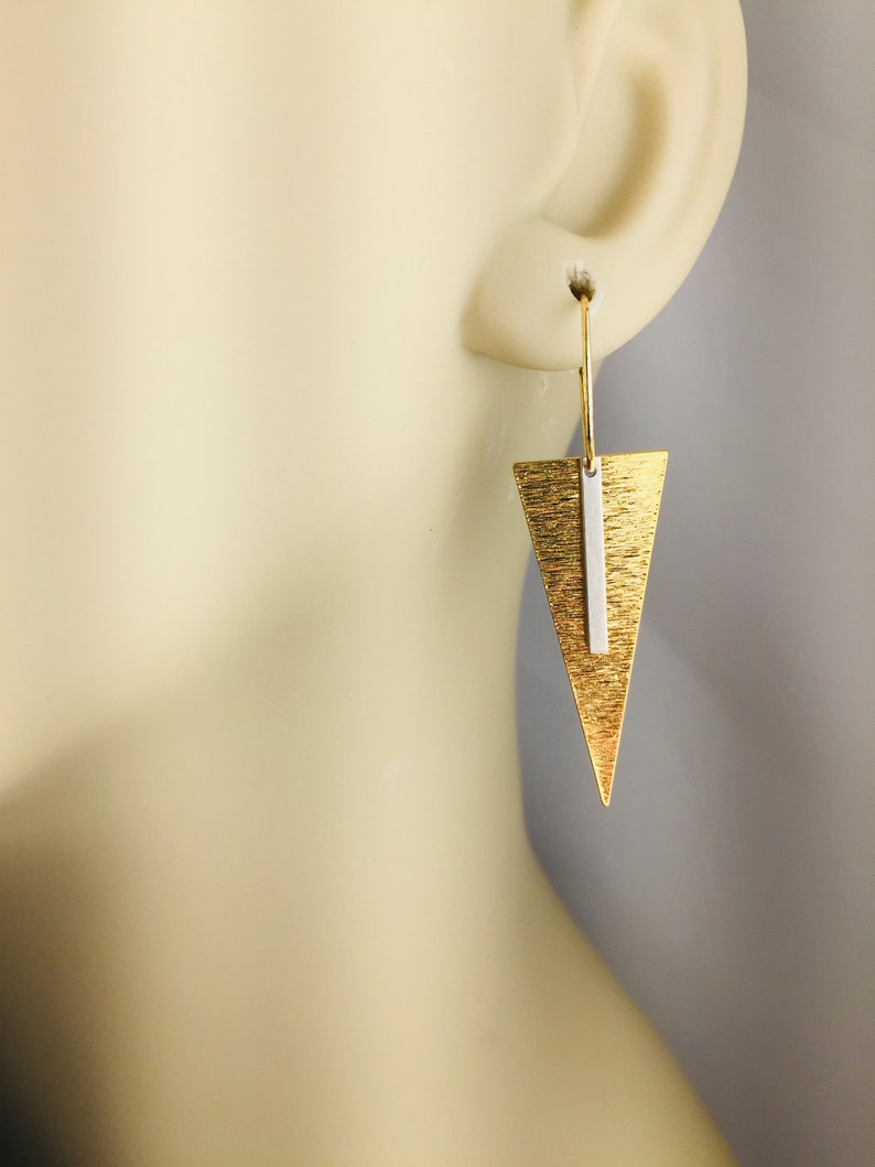 Triangle Earrings Textured Triangle Earrings Hoop Earrings - Etsy