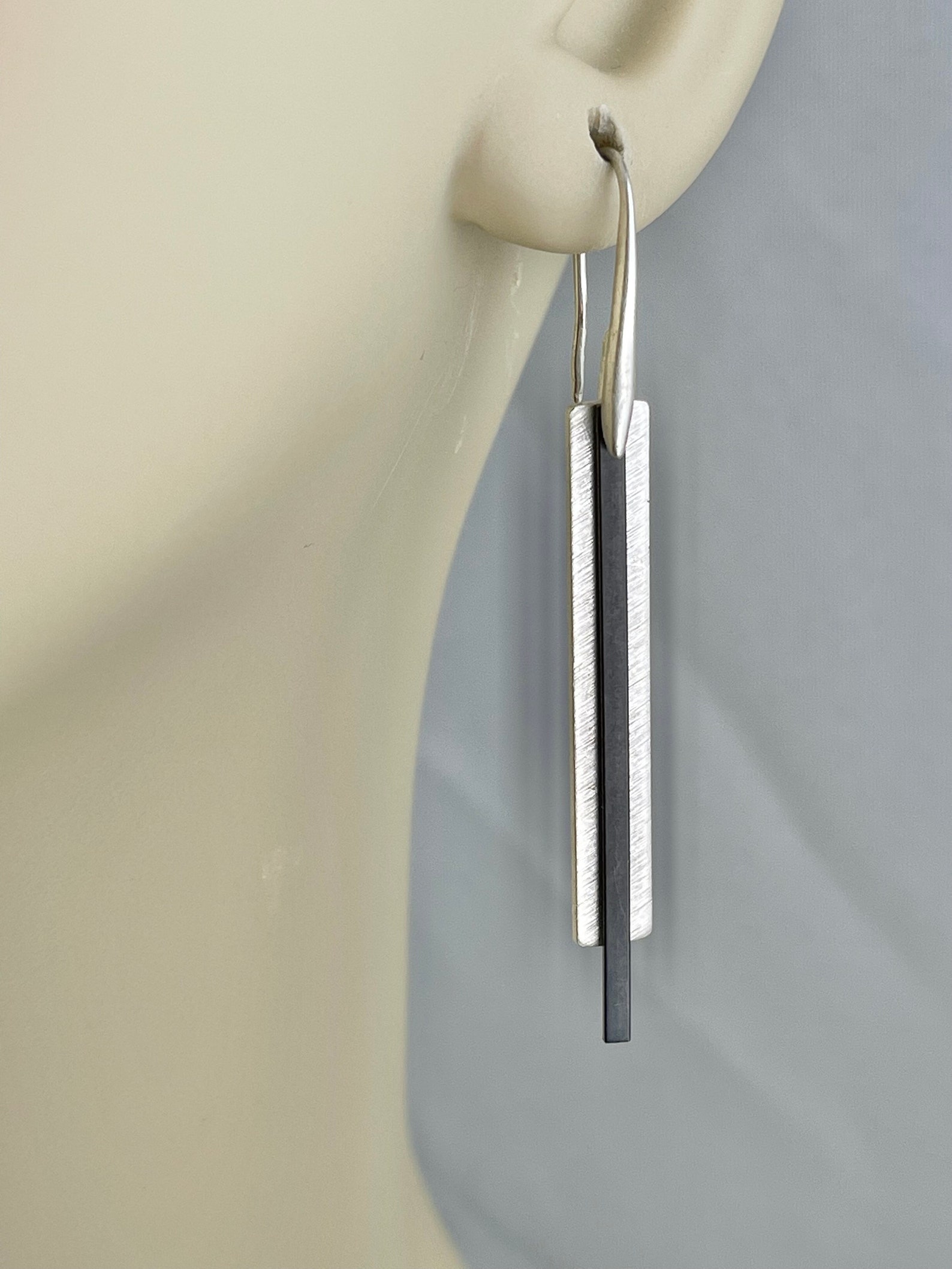 Linear Earrings Gold Silver Earrings Line Earrings Mixed - Etsy