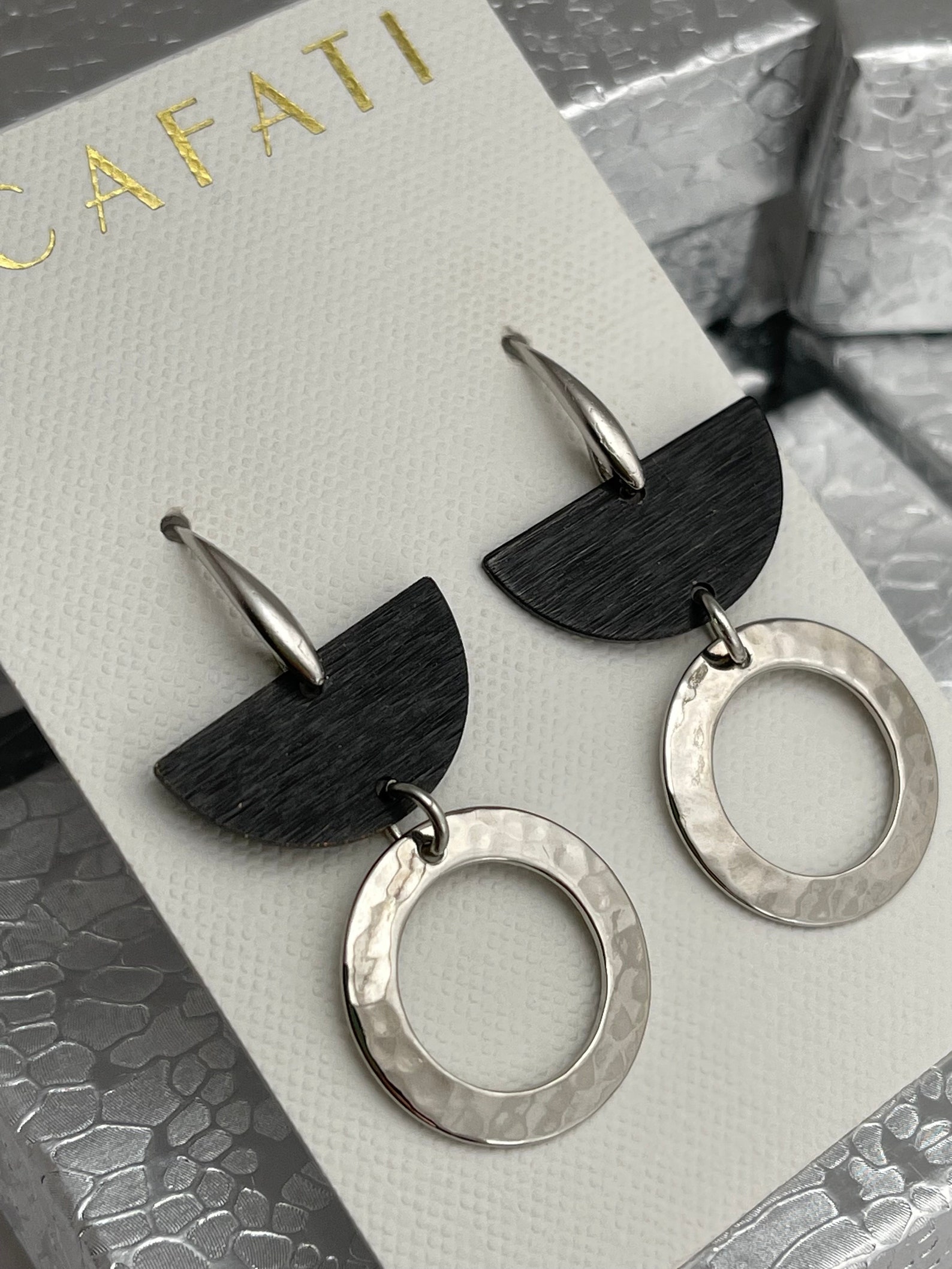 Half Circle Earrings Minimalist Earrings Mixed Metal - Etsy