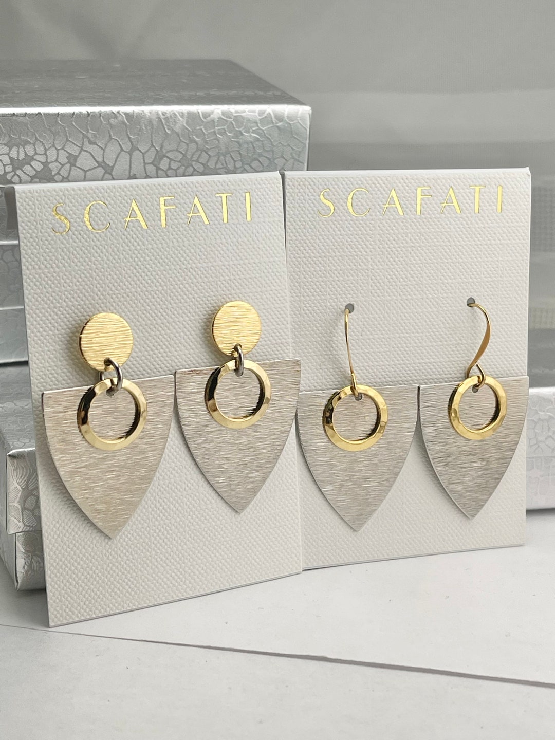 Triangular Earrings, Shield Shaped Earrings, Geometric Earrings, Silver ...