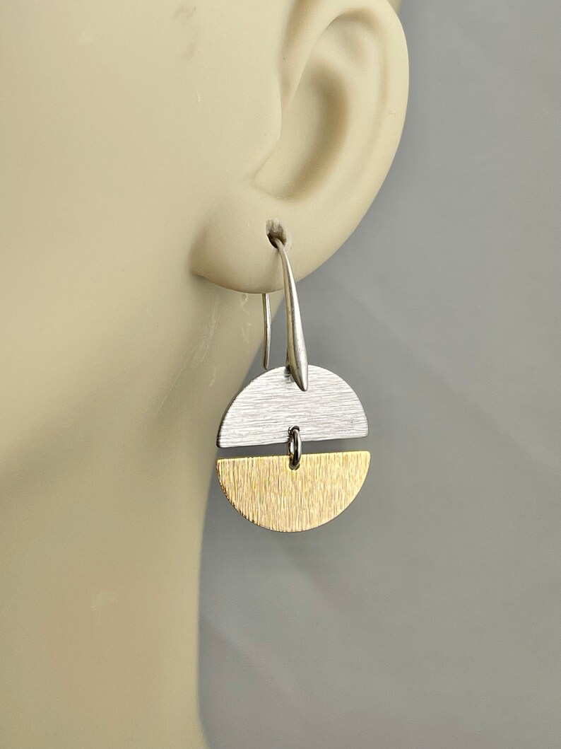 Geometric Earrings Minimalist Earrings Half Circle Earrings - Etsy