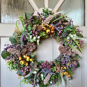 Wild Flower Wreath for Front Door, Summer Meadow, Lavender Wreath ...