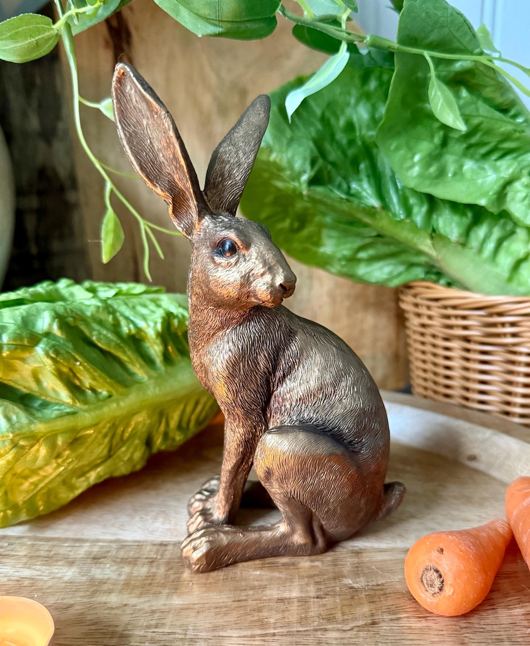Bronzed Sitting Hare Ornament, Cottage Decor - Etsy UK