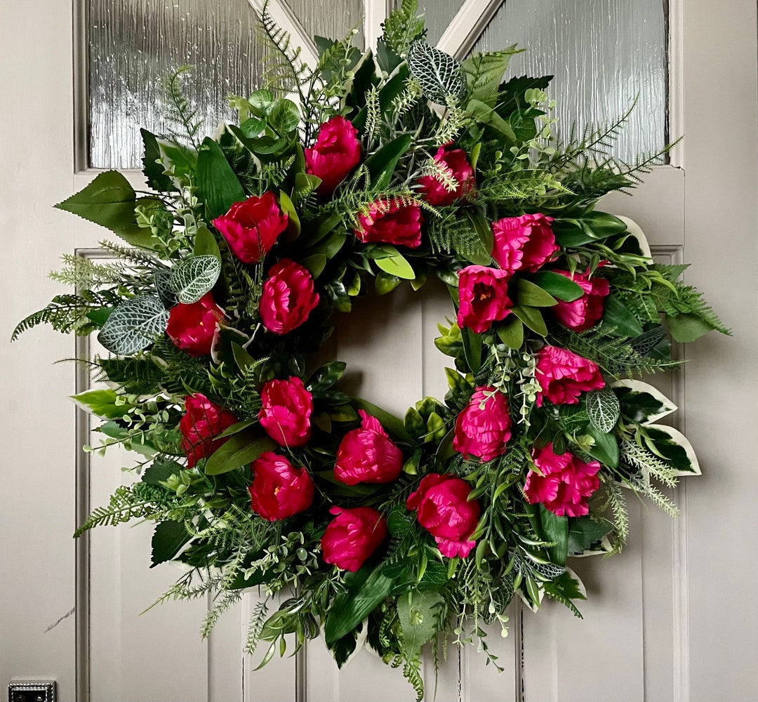 Large Spring Wreath for Front Door, Luxury Wreath With Tulips, Tulips ...