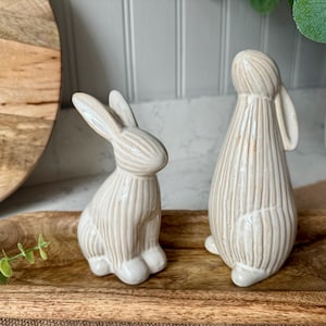 Ceramic Ribbed Bunny, 2 Styles Available, Cottage Decor - Etsy