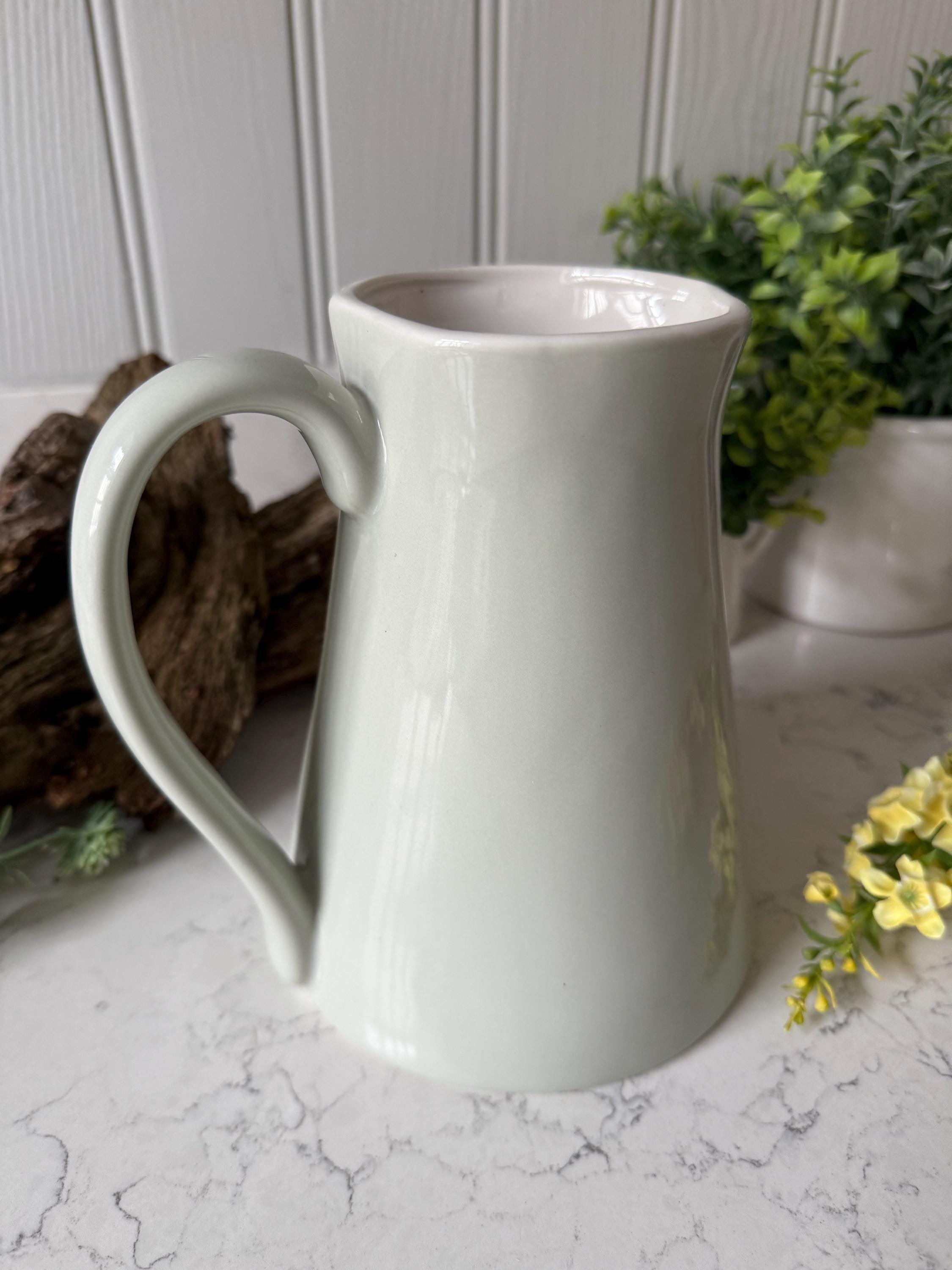 Stoneware Embossed Grey Jug With Lamb, Cottage Decor - Etsy