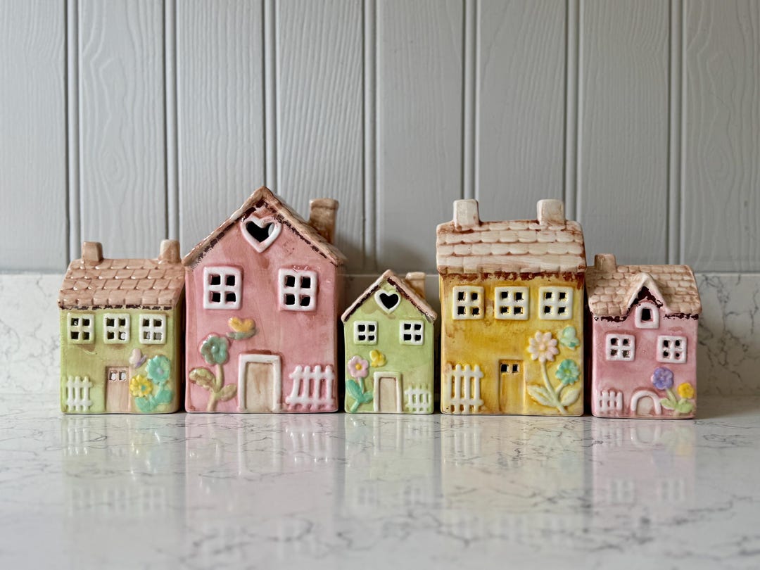 Hand Painted Ceramic Cottage Tea Light Holder, 5 Styles Available ...