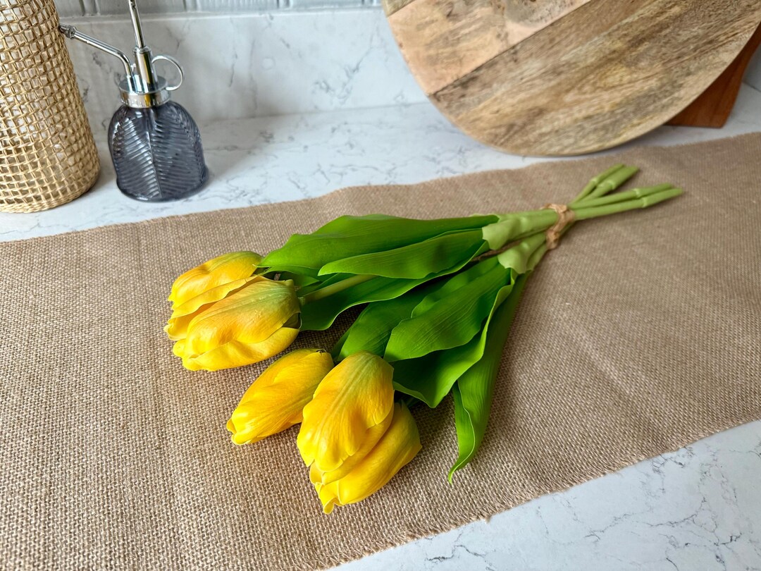 Real Touch Tulip Bouquet, 6 Lifelike Tulips, Yellow Artificial Tulip ...
