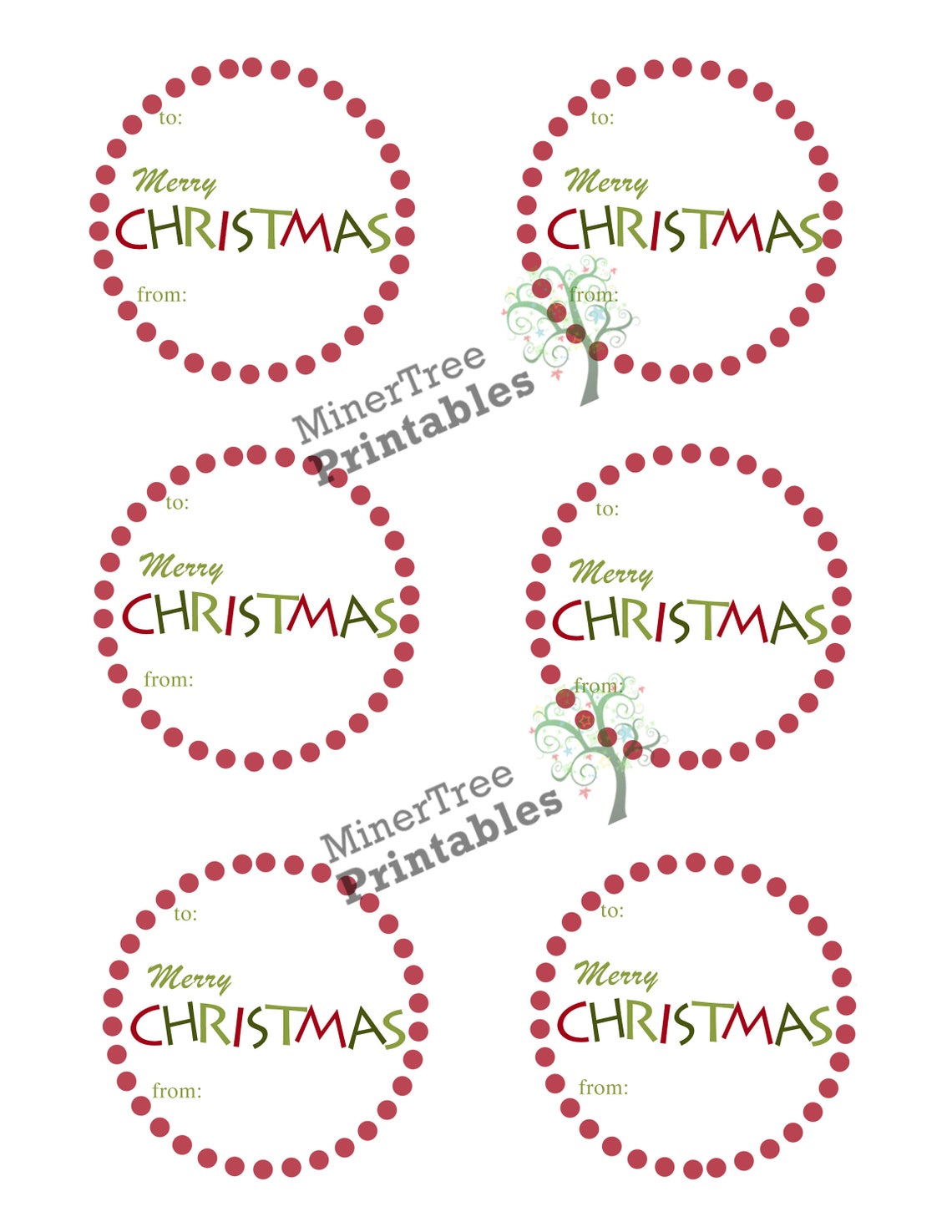 Printable Christmas Gift Tags, to From Merry Christmas, Circle Gift ...