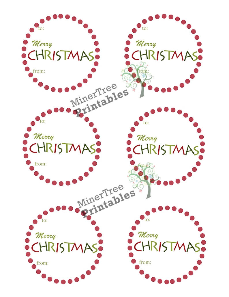 Printable Christmas Gift Tags, to From Merry Christmas, Circle Gift ...
