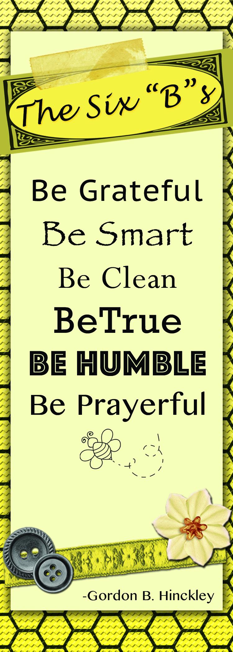 The Six B's Printable Handout: LDS Bookmark (digital Download) - Etsy