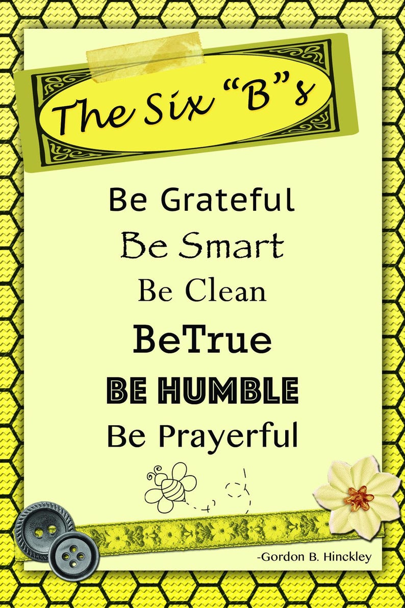 The Six B's Printable Handout: LDS Bookmark (digital Download) - Etsy
