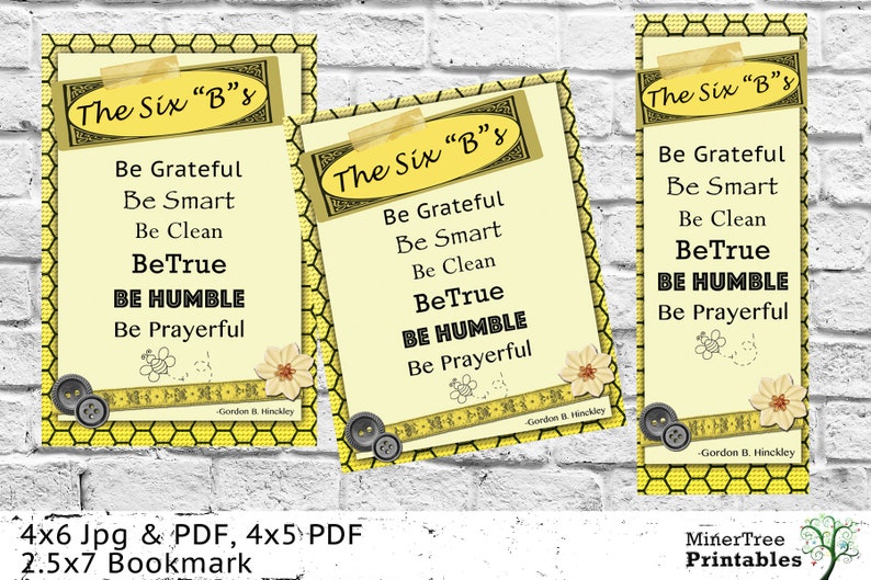 The Six B's Printable Handout: LDS Bookmark (digital Download) - Etsy