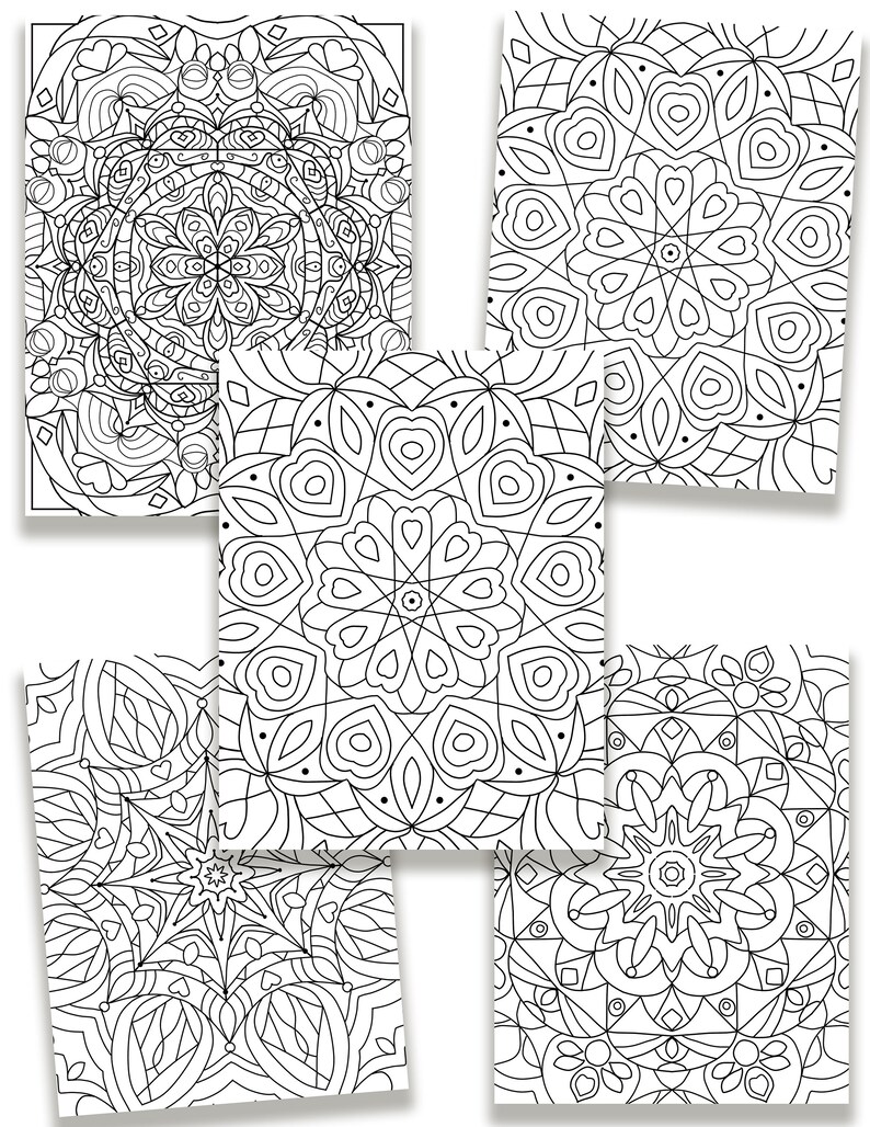 15 Medium (difficulty) Mandala Coloring Pages PDF Booklet, Instant ...