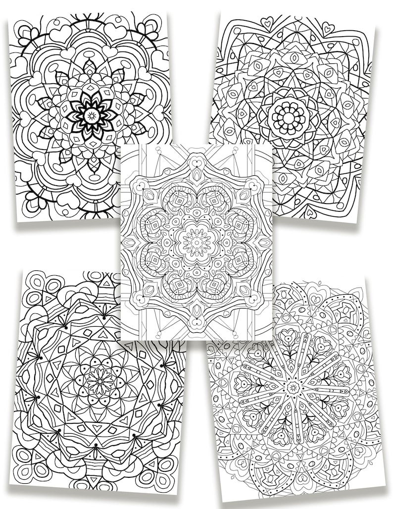 15 Medium (difficulty) Mandala Coloring Pages PDF Booklet, Instant ...