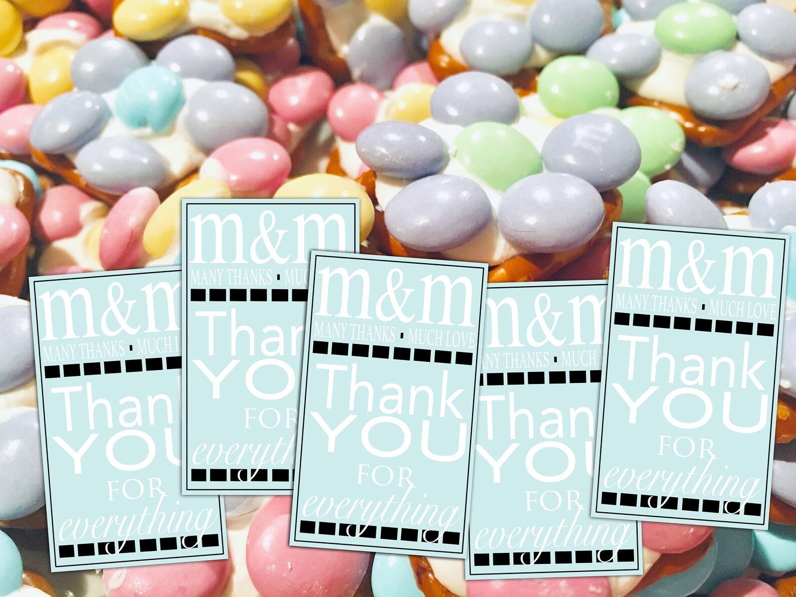 M&M "many Thanks Much Love" Thank You Card or Tag Printable - Etsy