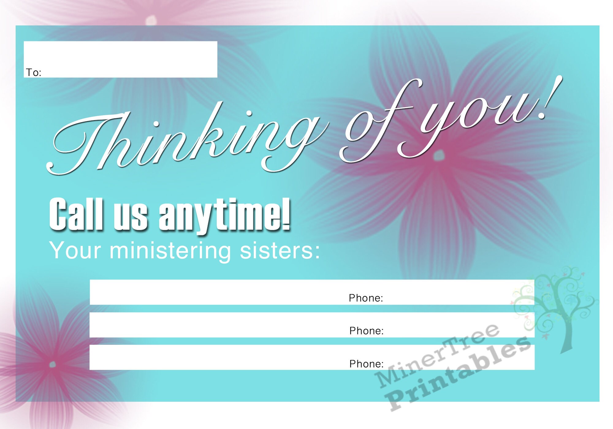 Ministering Sisters Information Cards - Etsy