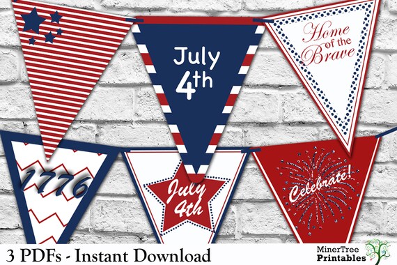 4th of July Banner Printable Patriotic Printables Party | Etsy