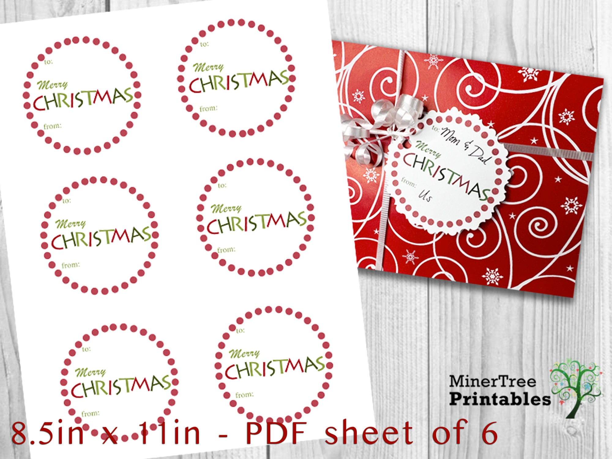 Printable Christmas Gift Tags, to From Merry Christmas, Circle Gift ...