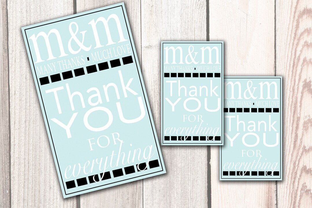 M&M "many Thanks Much Love" Thank You Card or Tag Printable - Etsy