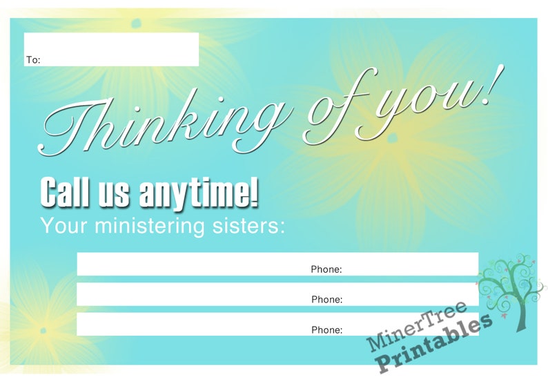 Ministering Sisters Information Cards - Etsy