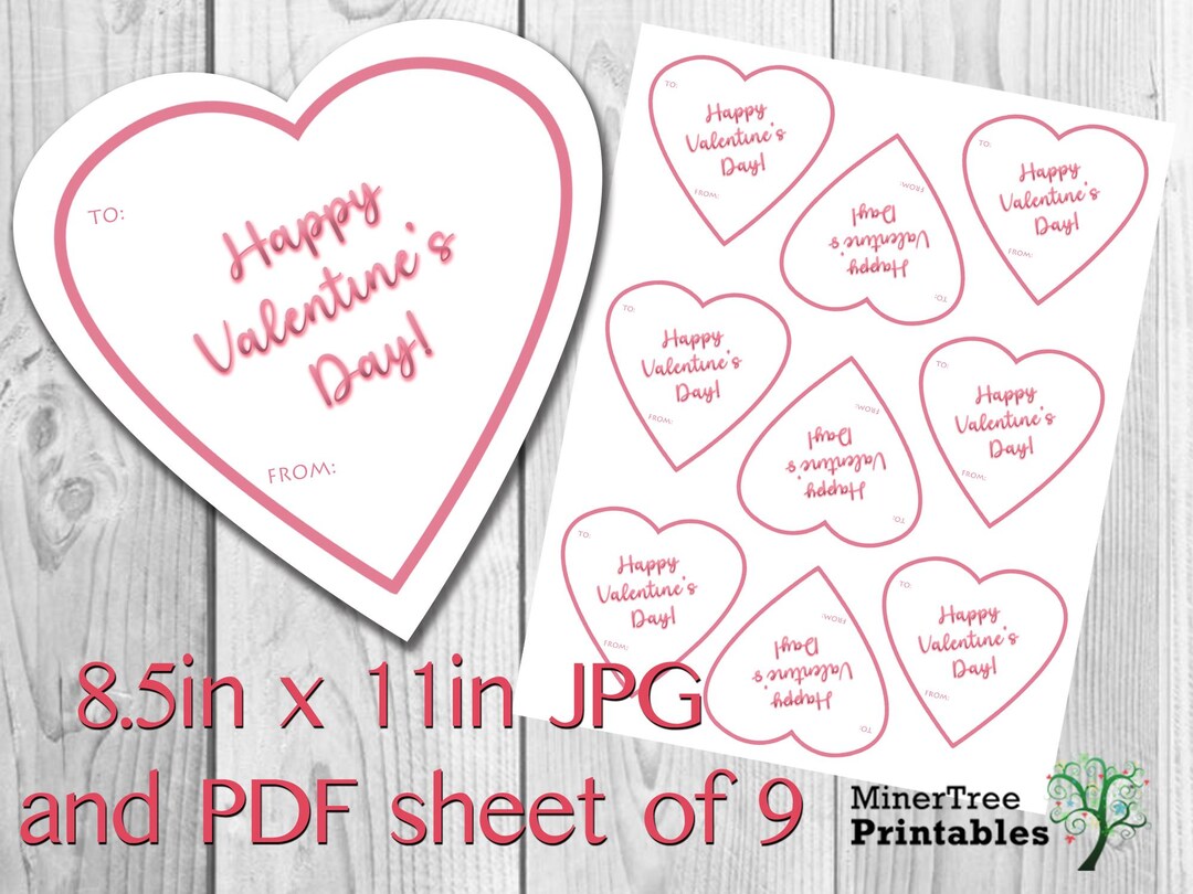Happy Valentine's Day Gift Tags, Instant Download, Printables, Heart ...