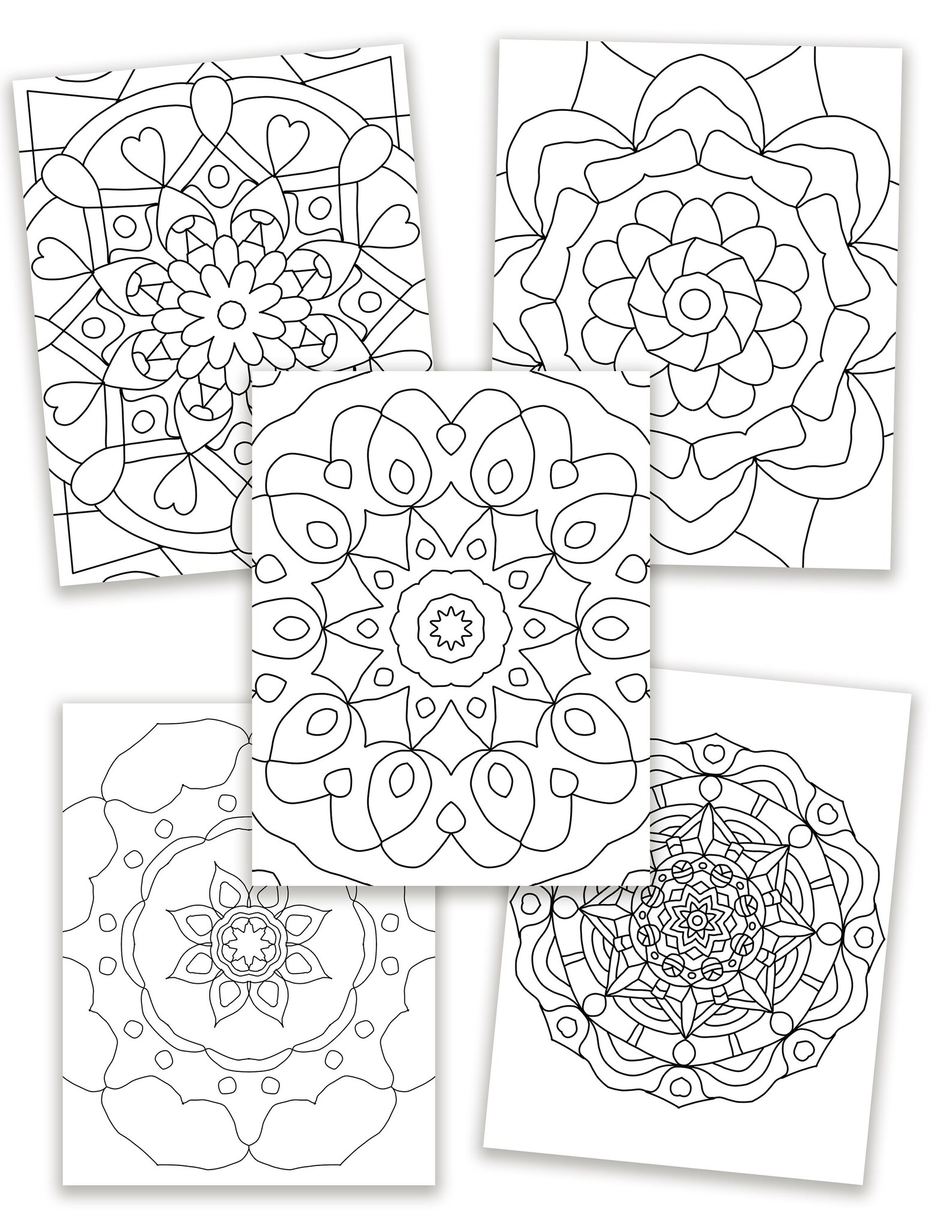 15 Easy (in Difficulty) Mandala Coloring Pages PDF Booklet, Instant ...