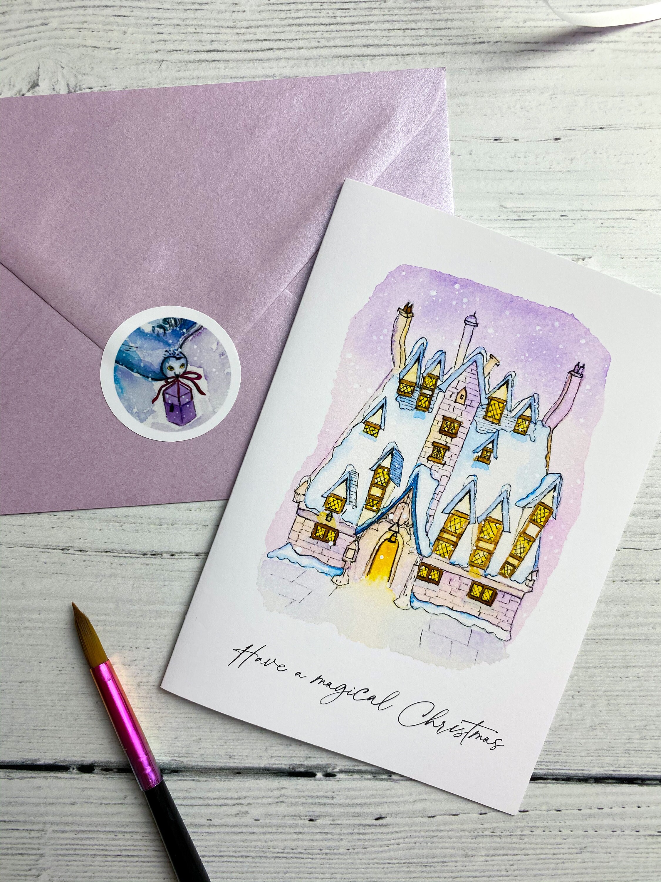 Magical Christmas Card Pack of 4 // Including 4 Envelopes and | Etsy