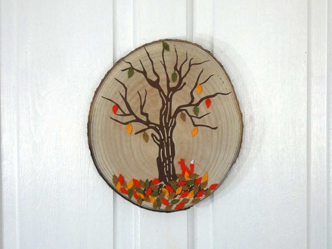 Autumnal Natural Tree Slice, Wooden Tree Slice, Fall Decor, Autumnal ...