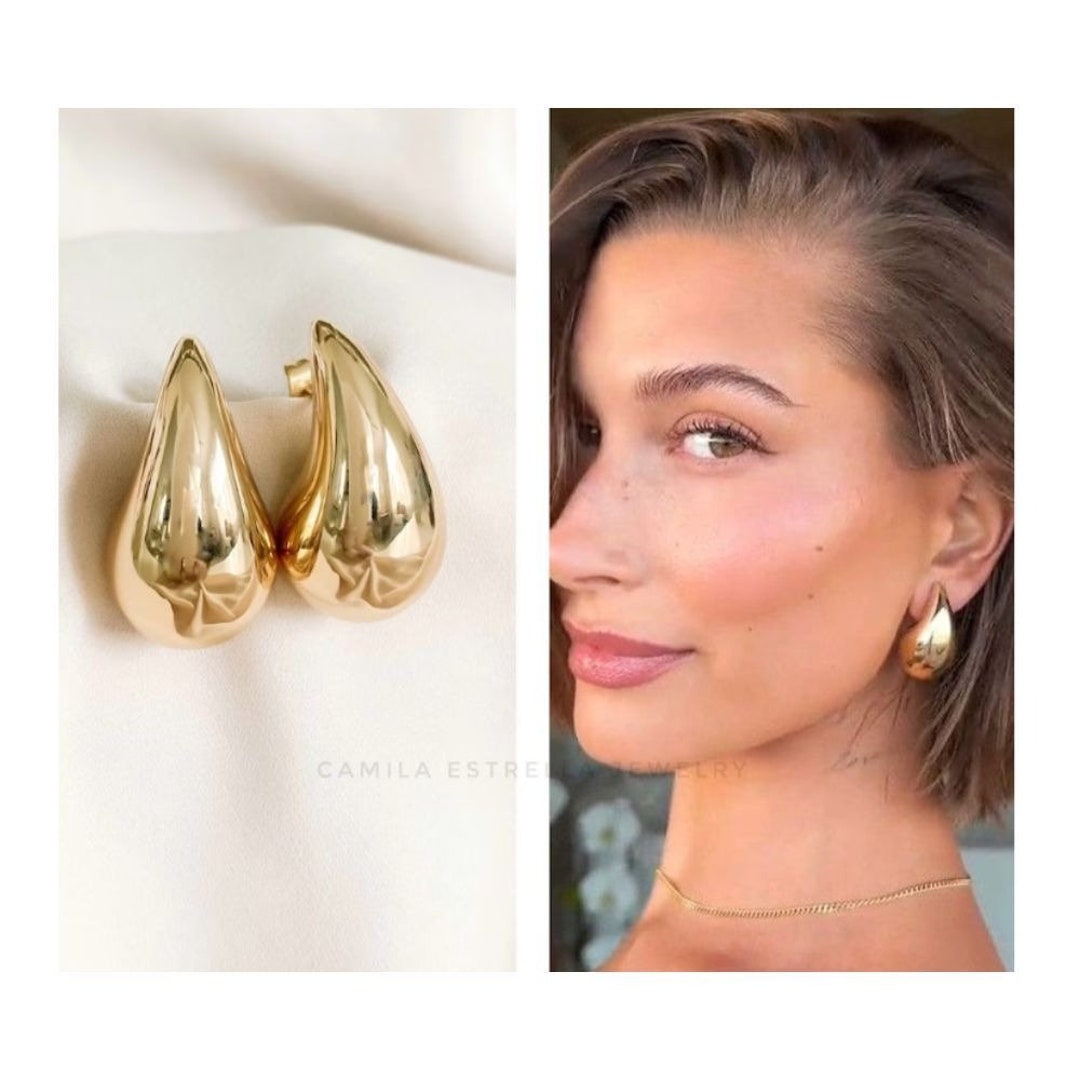 Bottega Womens Celebrity Elegant Drop Earrings Gold Plated Size 32mm - Etsy