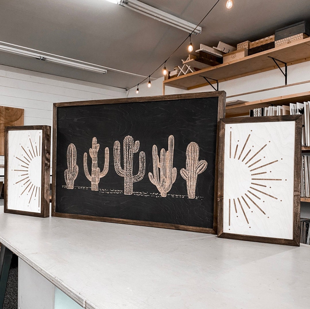 Boho Wall Decor | Desert Aztec Wooden Wall Decor | Cactus Aztec Wood ...