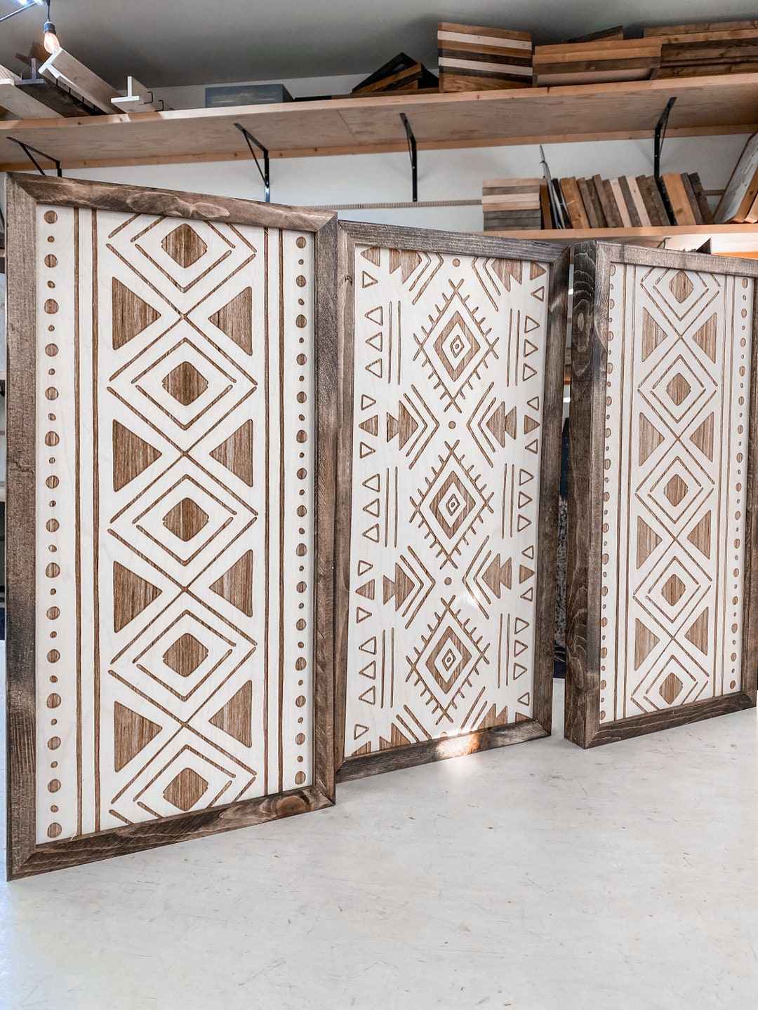 Aztec Wall Art Boho Wall Art Aztec Wall Decor Western Wall Panel Set ...