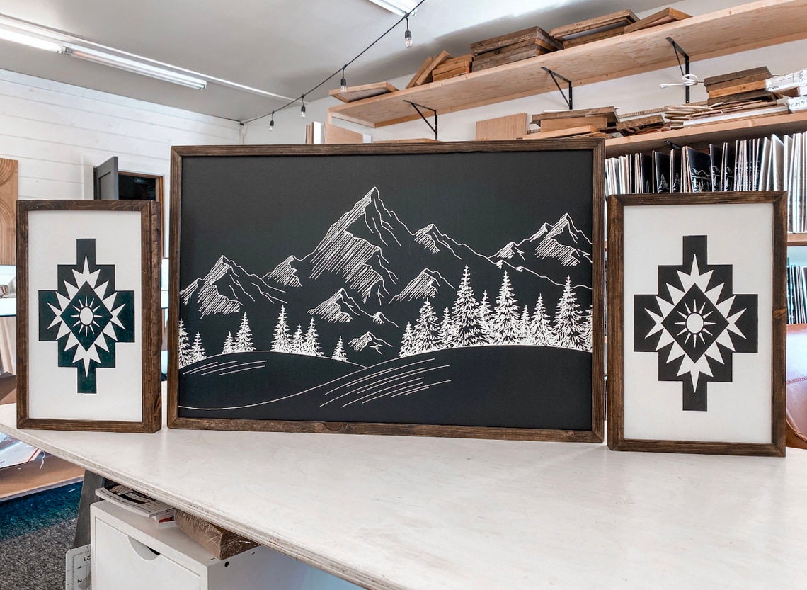 Boho Wall Decor Mountain Wall Art Southwestern Decor - Etsy