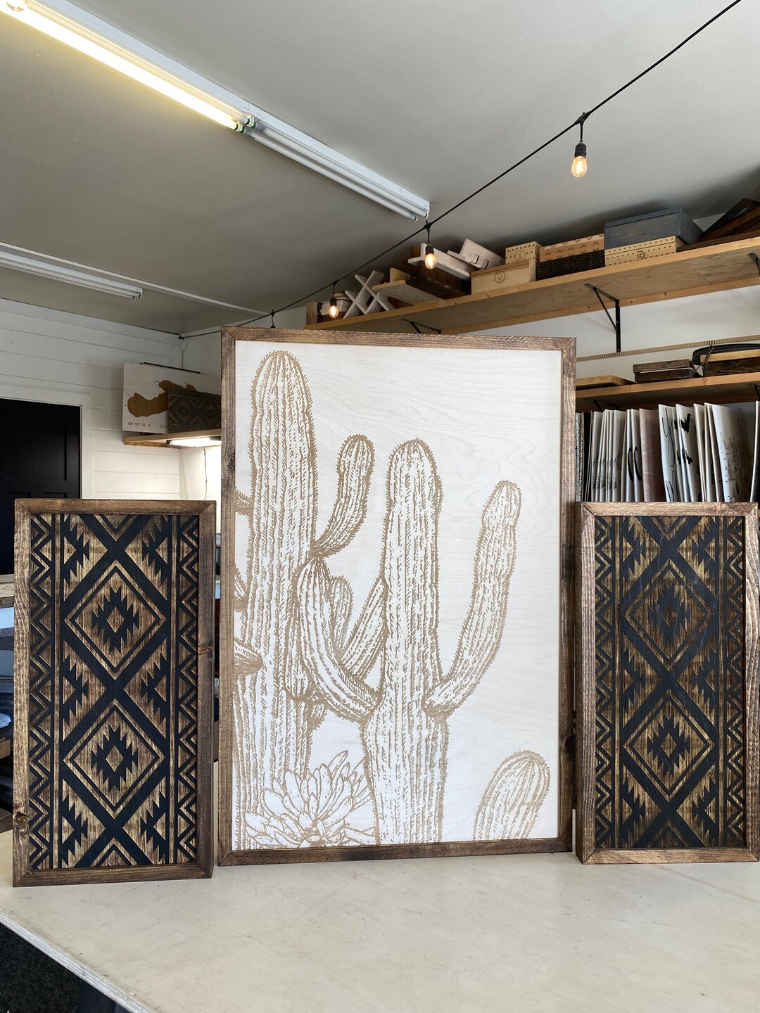 Desert Wall Art Set aztec Cactus Wall Decor Cactus Wall Art Cactus ...