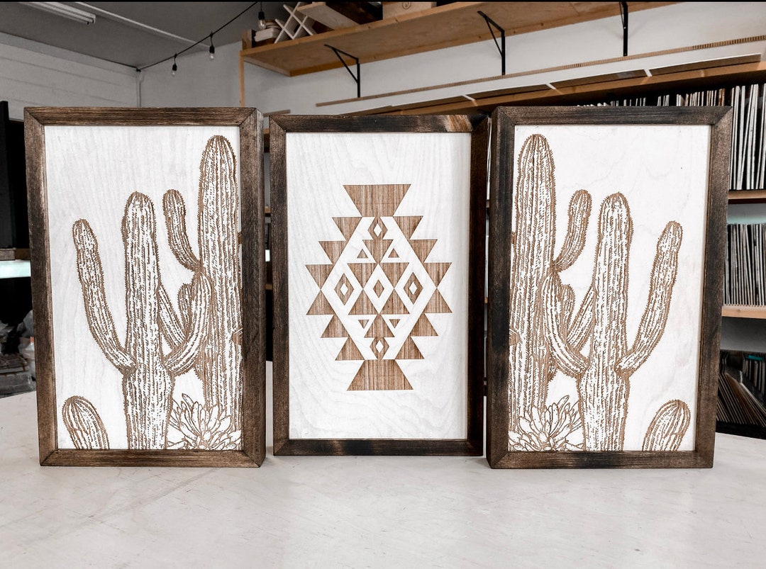 Aztec & Cactus Wall Art | Boho Wall Art | Aztec Wall Decor | Western ...