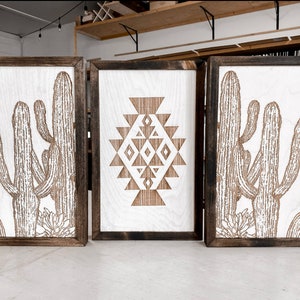 Aztec & Cactus Wall Art | Boho Wall Art | Aztec Wall Decor | Western ...