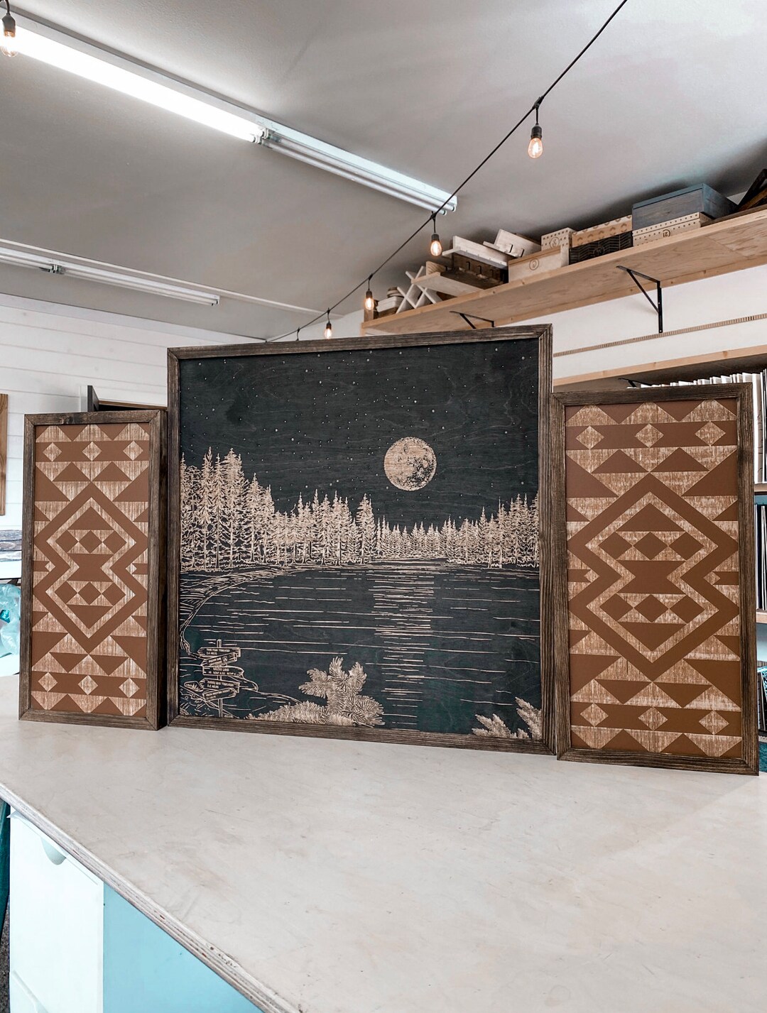 Waldo Lake Engraved Wall Art Set | Waldo Lake Oregon Artwork | Oregon ...