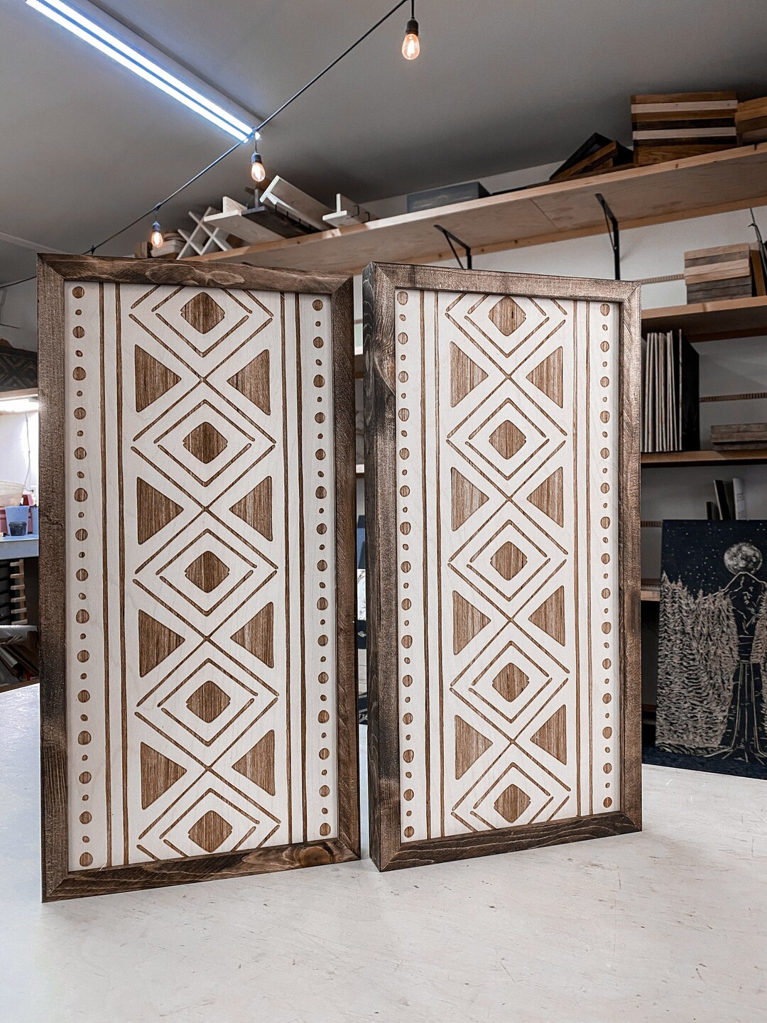 Aztec Wall Art Boho Wall Art Aztec Wall Decor Western Wall Panel Set ...