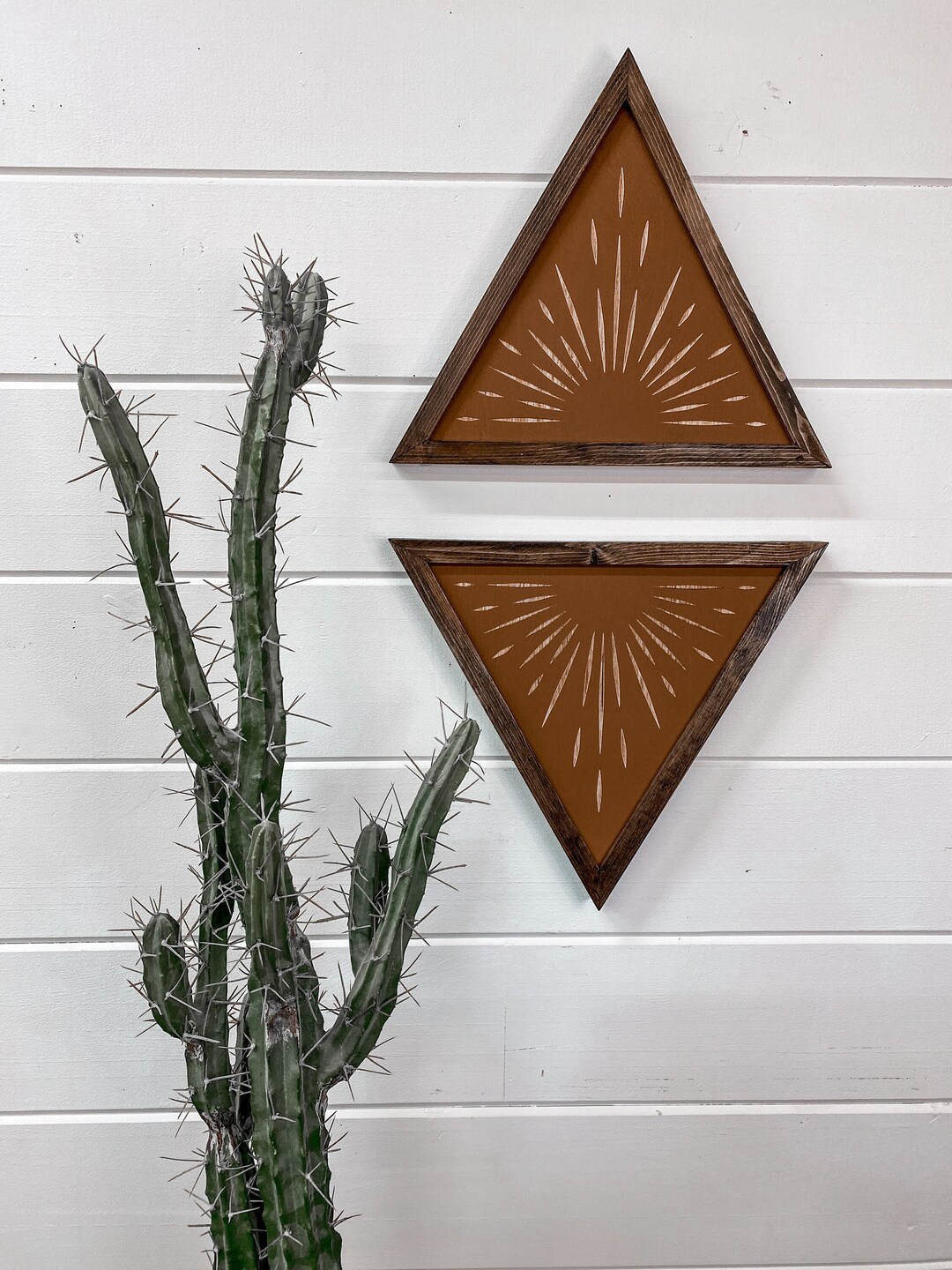 Triangle Wood Sign Set | Triangle Sun Art | Terra-cotta Triangle Art ...