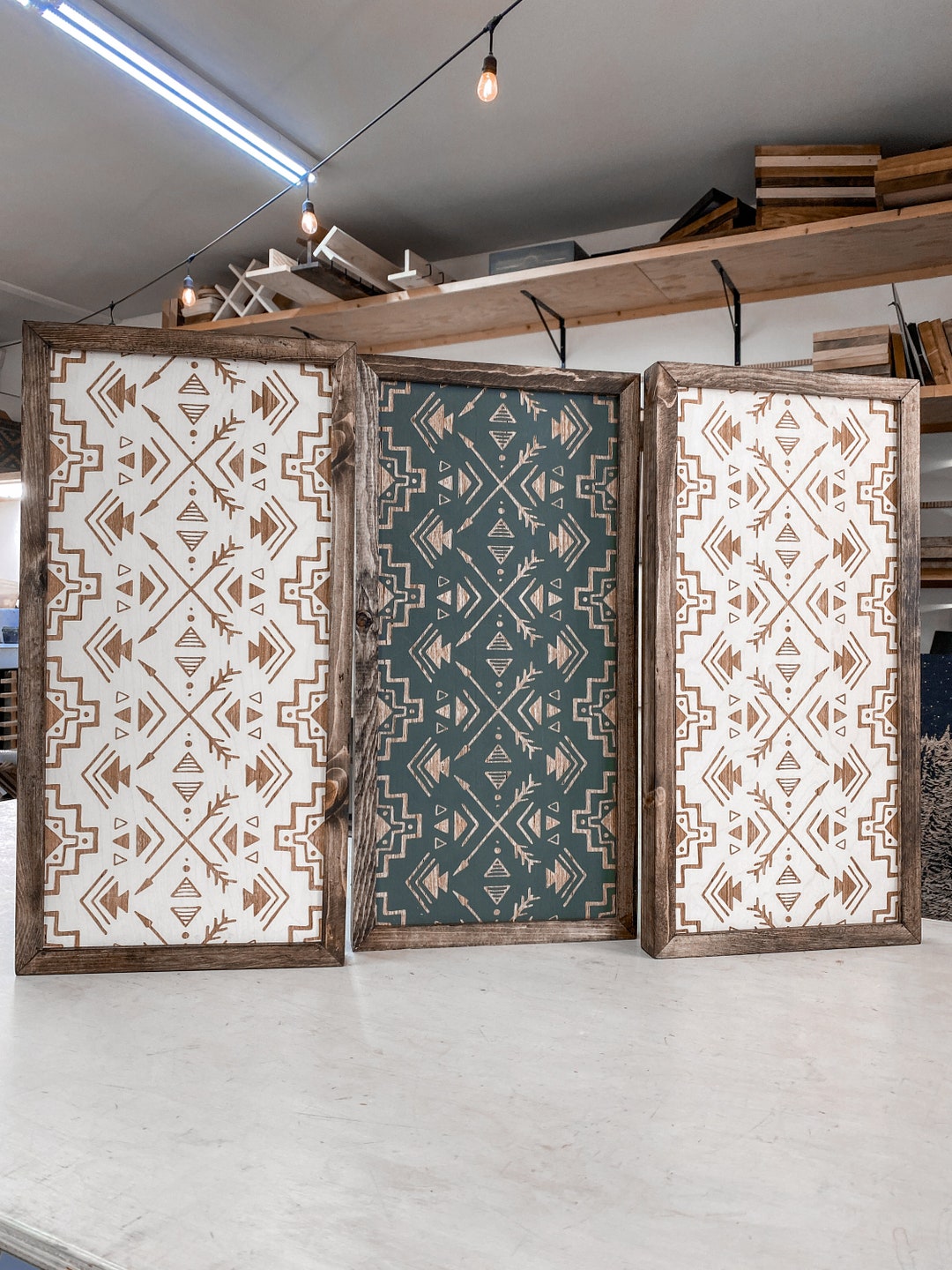 Aztec Wall Art Boho Wall Art Aztec Wall Decor Western Wall Panel Set ...