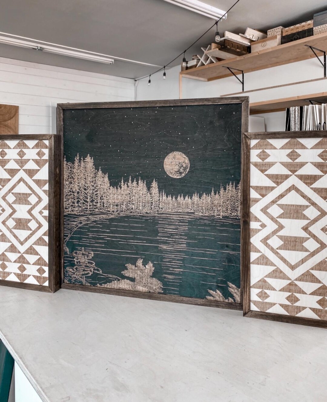 Waldo Lake Engraved Wall Art Set | Waldo Lake Oregon Artwork Set ...