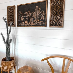 Desert Wall Art | Desert Decor | Cactus & Sunburst Wall Art | Aztec ...