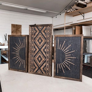 Boho Sun Art | Boho Wall Art | Aztec Wall Decor | Boho Sunbursts ...