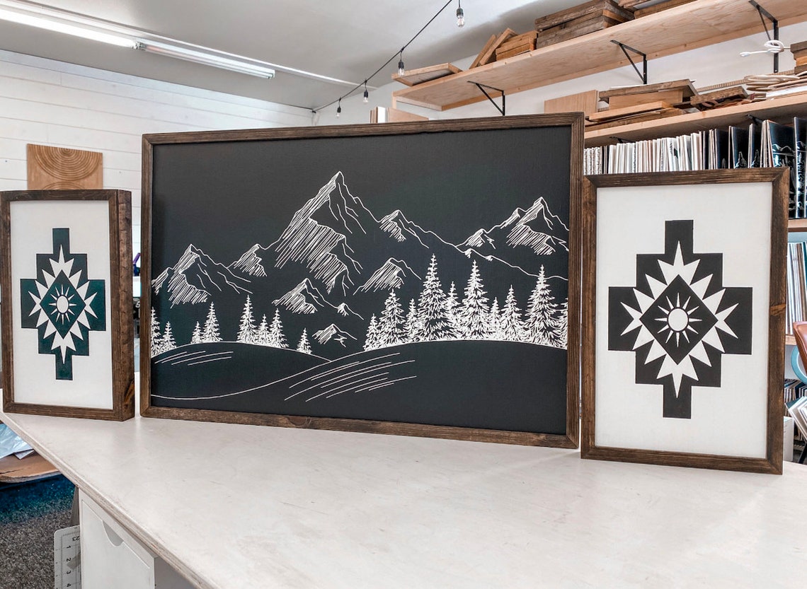 Boho Wall Decor Mountain Wall Art Southwestern Decor - Etsy