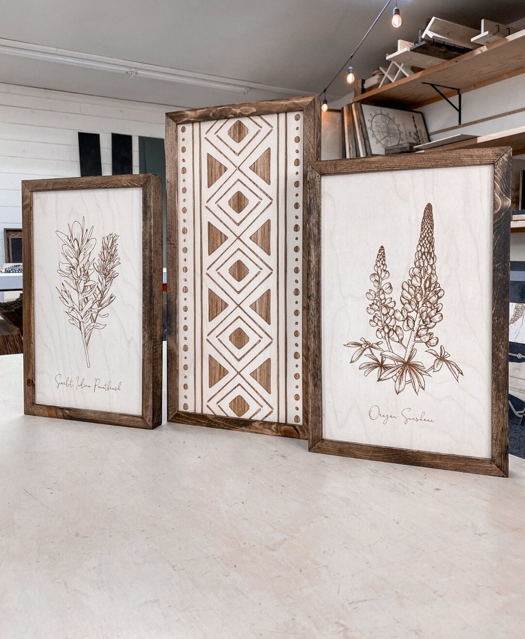 Aztec & Flower Wall Art Boho Wall Art Aztec Wall Decor Boho Wall Decor ...