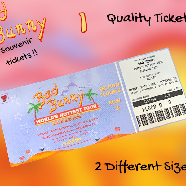 Bad Bunny Concert Ticket - Etsy