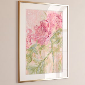 Floral Wall Art Pink Roses Wall Art Flowers Painting Print, Bright ...