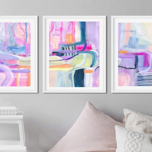 Set of 3 Abstract Wall Art Abstract Art Large Wall Art - Etsy